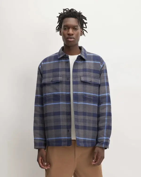 Everlane Flannel Filled Shirt Jacket - Heritage Blue/black/navy/heather