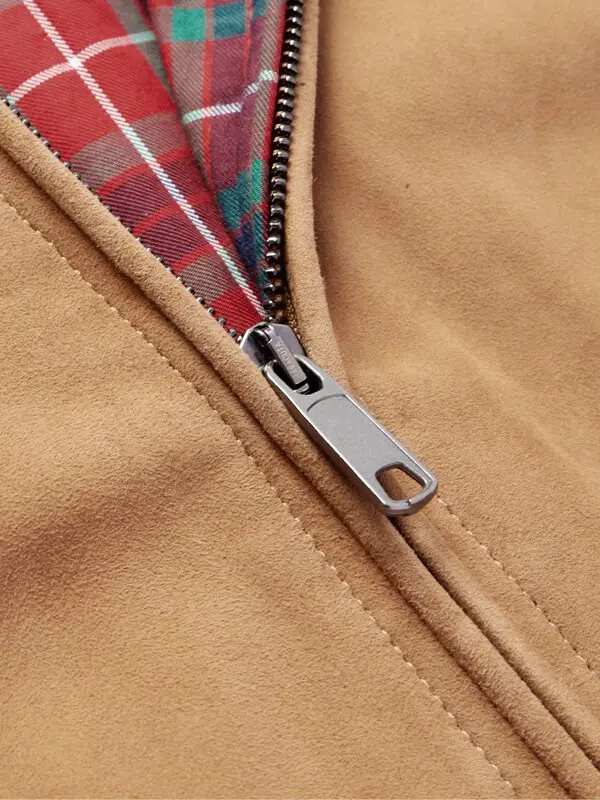 BARACUTA G9 Suede Harrington Jacket - Neutrals