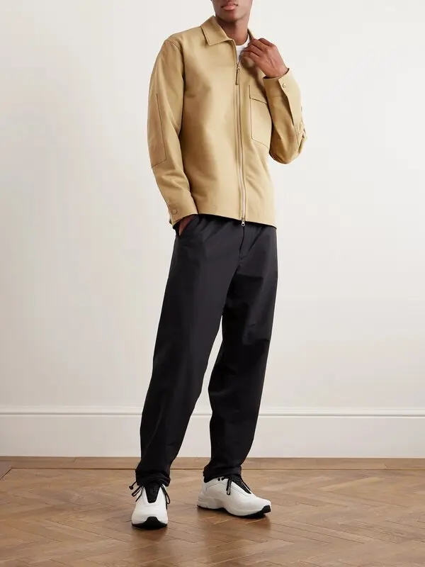 Stone Island Ghost Logo-appliquéd Cotton And Wool-blend Canvas Zip-up Overshirt