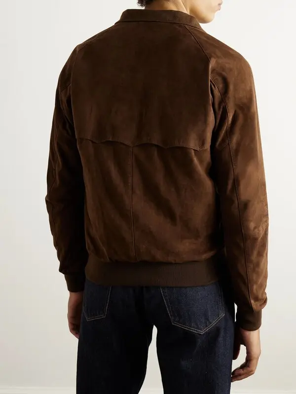 BARACUTA G9 Suede Harrington Jacket - Brown