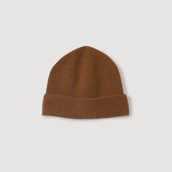 Sandro Cashmere Beanie - Cognac