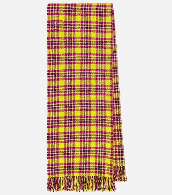 Etro Checked Fringed Virgin Wool Scarf - Multicoloured