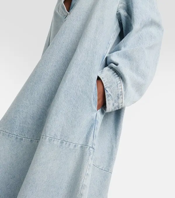 Khaite Franka Cotton Denim Maxi Dress In Blue - 40% Off | Editorialist