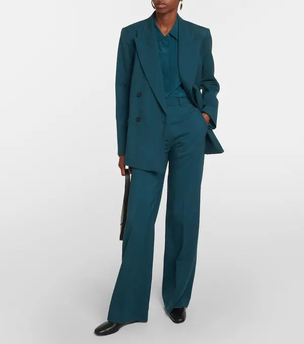 JOSEPH Morissey Mid-rise Straight Wool Pants - Green