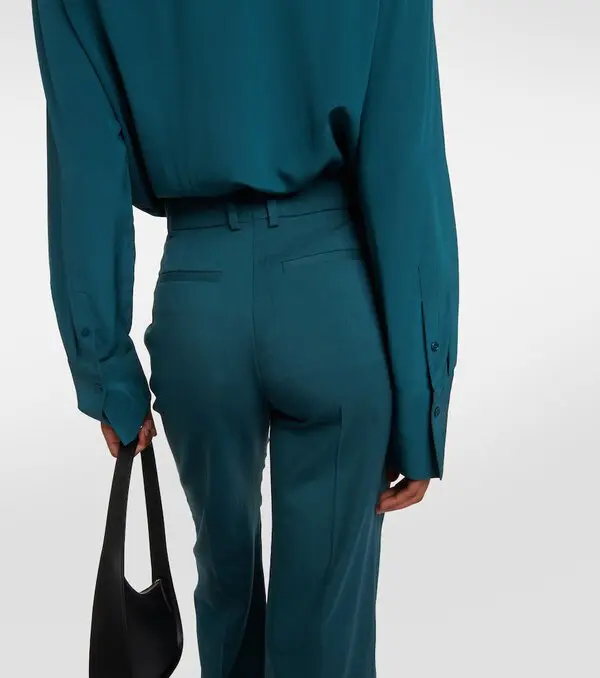 JOSEPH Morissey Mid-rise Straight Wool Pants - Green
