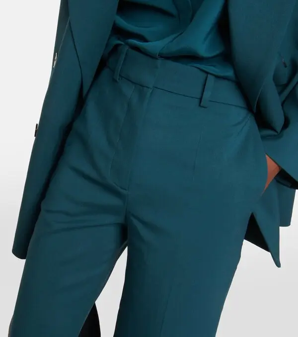 JOSEPH Morissey Mid-rise Straight Wool Pants - Green