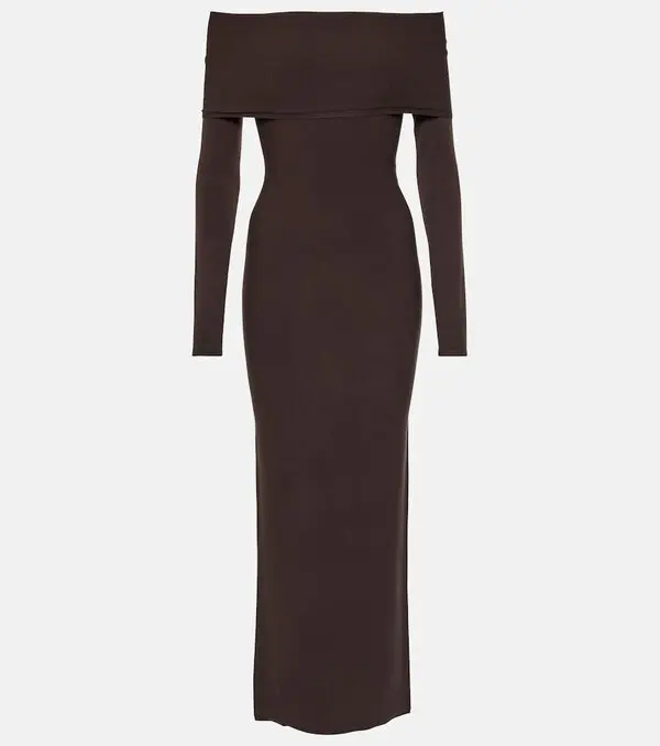 Alaïa Off-shoulder Jersey Midi Dress