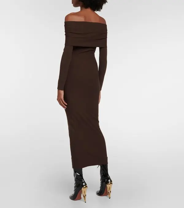 Alaïa Off-shoulder Jersey Midi Dress
