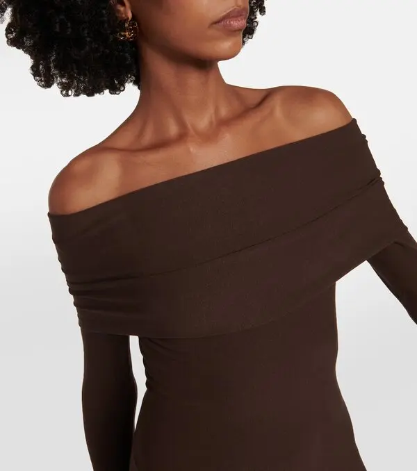 Alaïa Off-shoulder Jersey Midi Dress