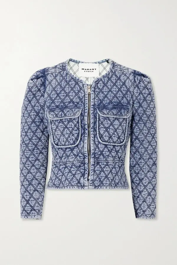 MARANT ETOILE Deliona Quilted Cotton-chambray Jacket - Blue