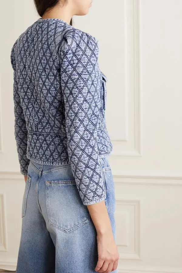 MARANT ETOILE Deliona Quilted Cotton-chambray Jacket - Blue