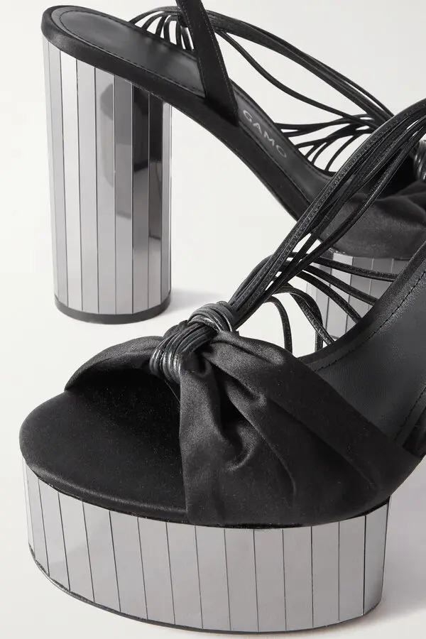 FERRAGAMO Net Sustain Sabina Leather-trimmed Platform Sandals