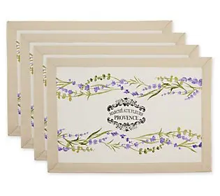 DESIGN IMPORTS Lavender Garland Printed Placema T Set Of 4 - One-color