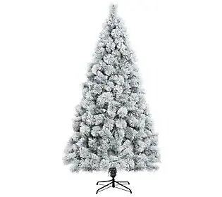 LUXEN HOME Luxenhome 7.7' Full Artificial Snow-flocked Chr Istmas Tree - One-color