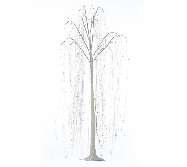 LUXEN HOME Luxenhome Lighted 5.9ft White Artificial Willow Tree Decorati - One-color