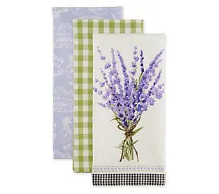 DESIGN IMPORTS Lavender Bouquet Set Of 3 Kitche N Towels - One-color