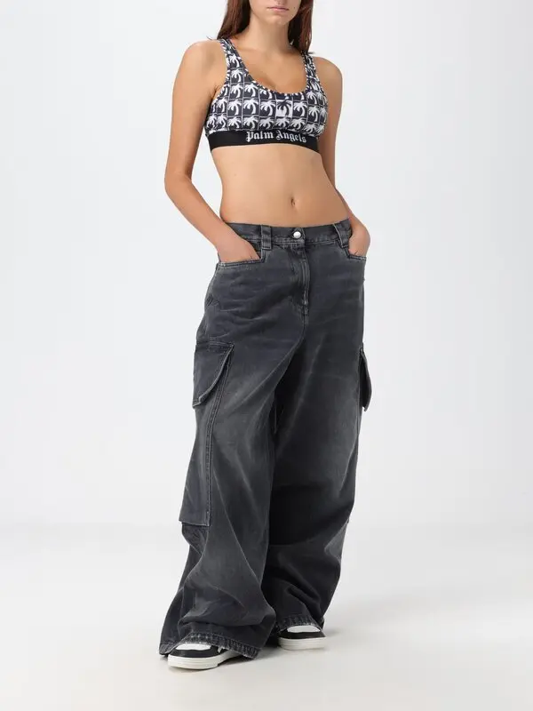 Palm Angels Wide Leg Cargo Jeans
