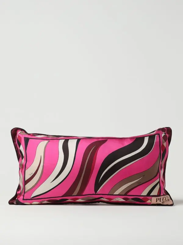Emilio Pucci Cushion In Printed Silk - Pink