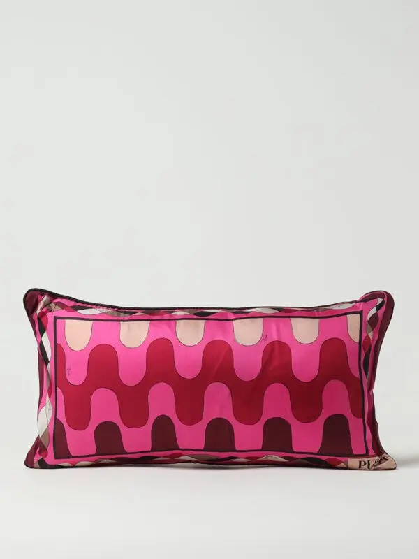 Emilio Pucci Cushion In Printed Silk - Pink