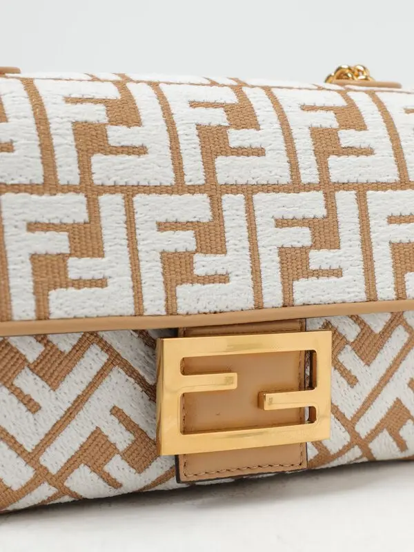 Fendi Baguette Bag In Raffia With Embroidered Ff Monogram
