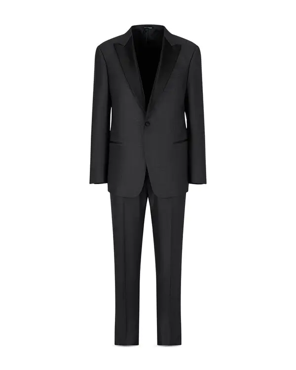Emporio Armani G Line Regular Fit Single Breasted Peak Lapel Tuxedo - Solid Dark