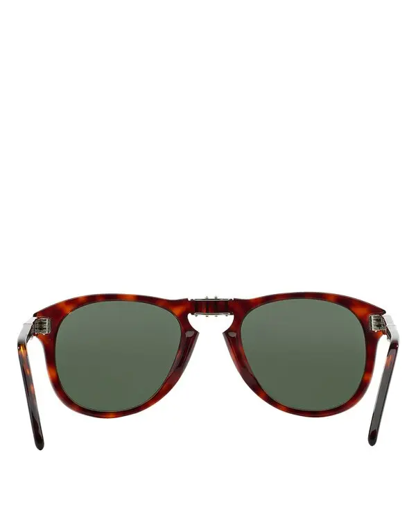 Persol Folding Round Sunglasses, 54mm - Havana/green Solid