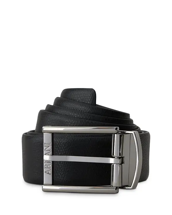 Emporio Armani Reversible Leather Buckle Belt - Coal