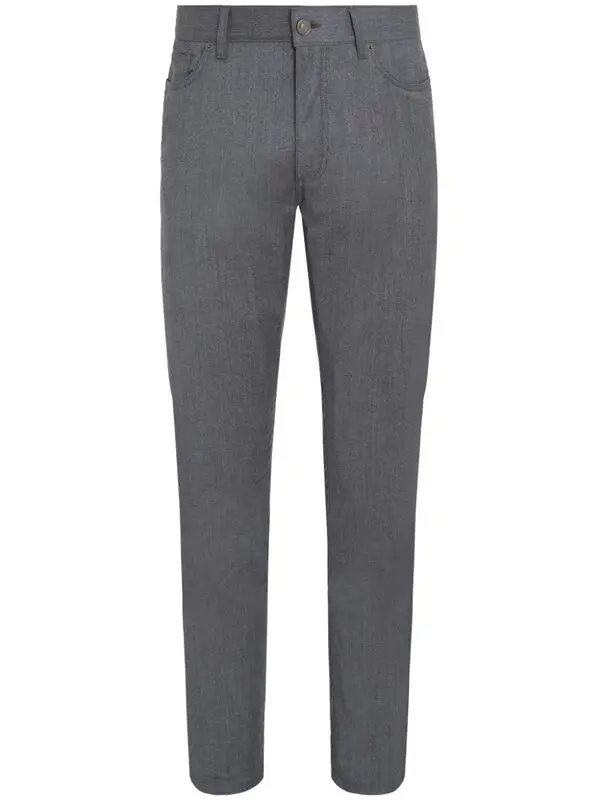 Zegna Roccia Stonewashed Wool Trousers - Grey