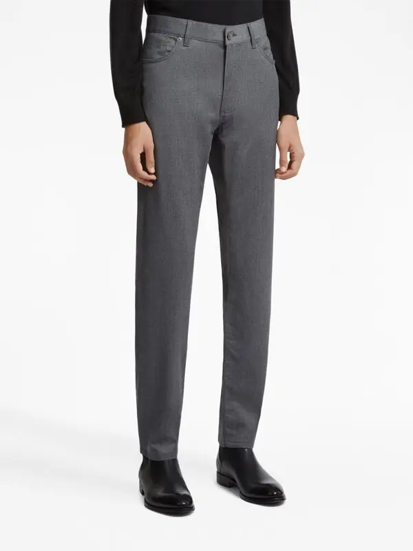 Zegna Roccia Stonewashed Wool Trousers - Grey