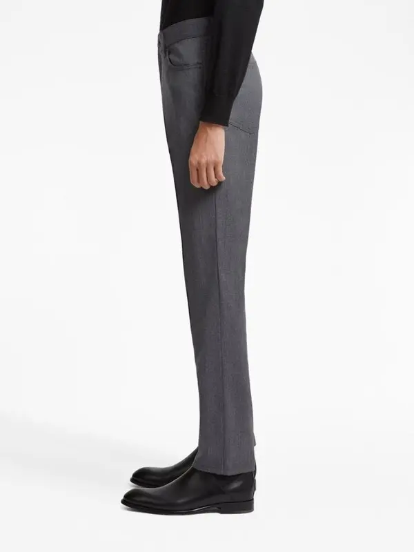 Zegna Roccia Stonewashed Wool Trousers - Grey
