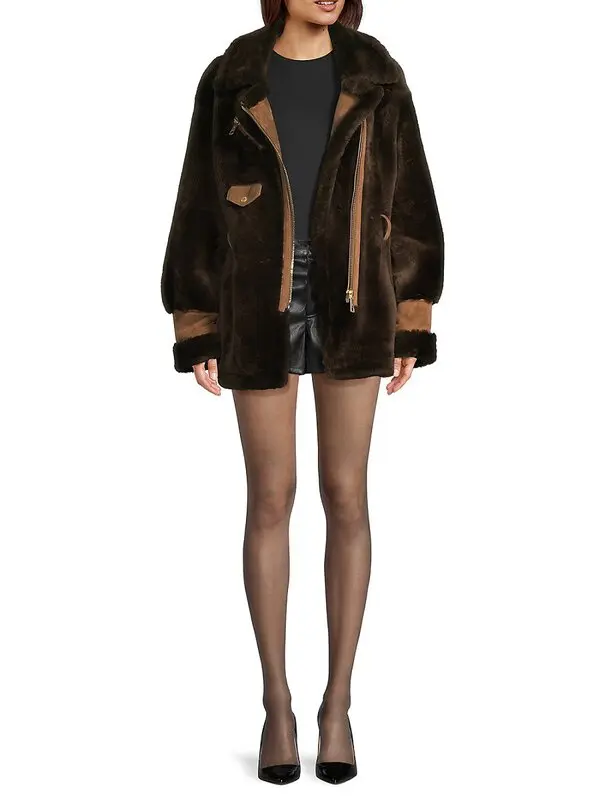 Nicole Benisti Elizabeth Belted Shearling Jacket - Chocolate