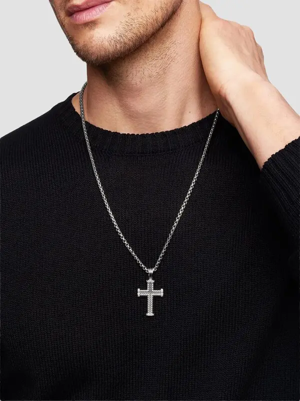 David Yurman Chevron Cross Pendant With Pave Diamonds