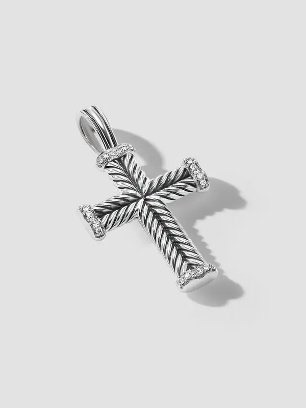 David Yurman Chevron Cross Pendant With Pave Diamonds