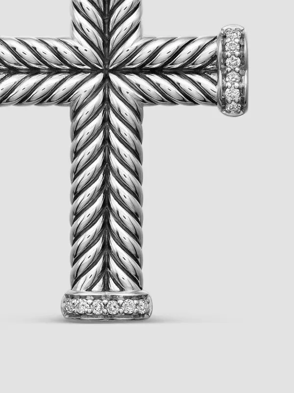 David Yurman Chevron Cross Pendant With Pave Diamonds