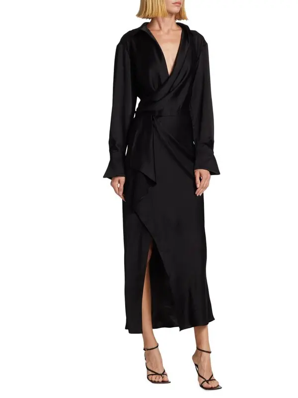 Simkhai Talita Draped Front Maxi Dress - Black