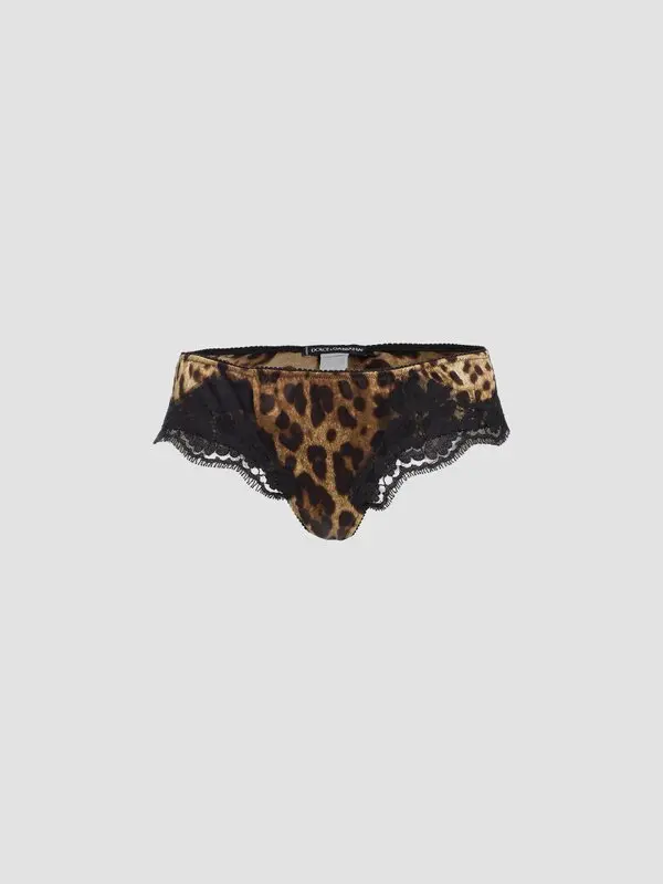 Dolce & Gabbana Lace & Silk-blend Briefs - Leopard