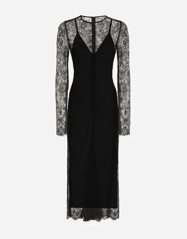 Dolce & Gabbana Chantilly Lace Fil Coupé Calf-length Dress