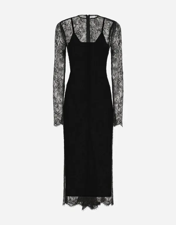 Dolce & Gabbana Chantilly Lace Fil Coupé Calf-length Dress