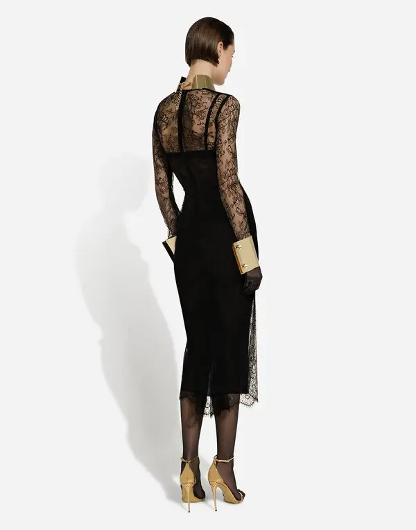 Dolce & Gabbana Chantilly Lace Fil Coupé Calf-length Dress