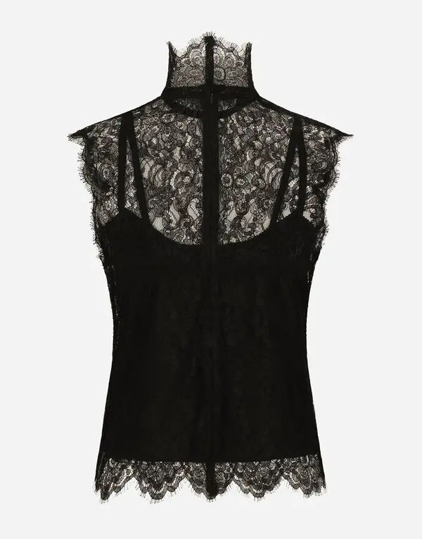 Dolce & Gabbana Chantilly Lace High-neck Top
