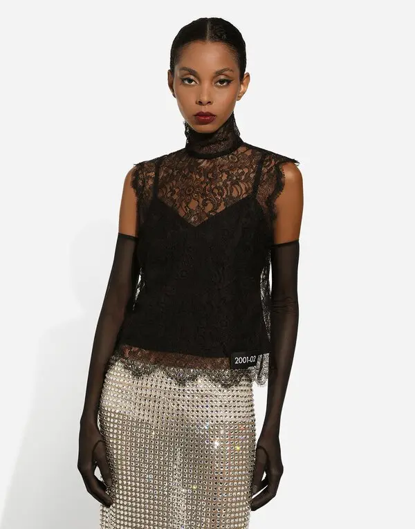 Dolce & Gabbana Chantilly Lace High-neck Top