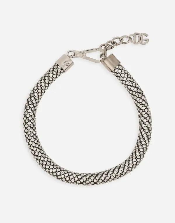 Dolce & Gabbana Tubular Choker With Rhinestones - Silver