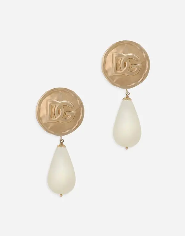 Dolce & Gabbana Dg Logo Teardrop Pendant Earrings - Gold