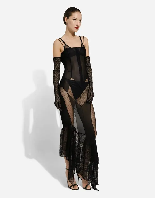 Dolce & Gabbana Strapless Lace Patchwork Dress