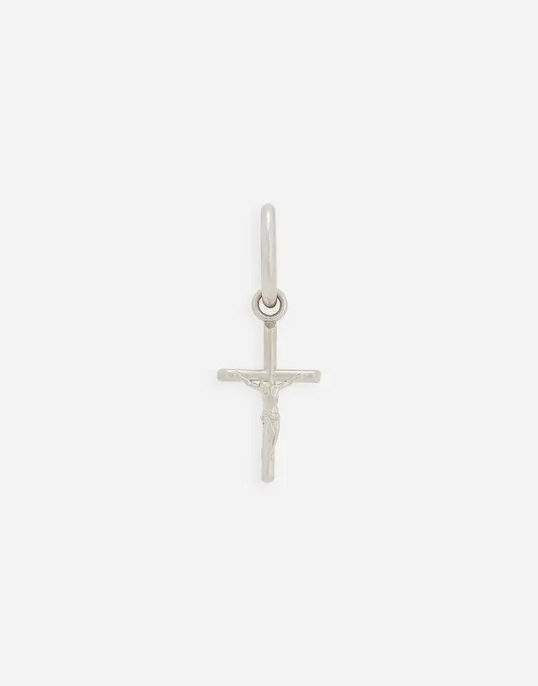 Dolce & Gabbana Single Creole Earring With Cross Pendant - Silver