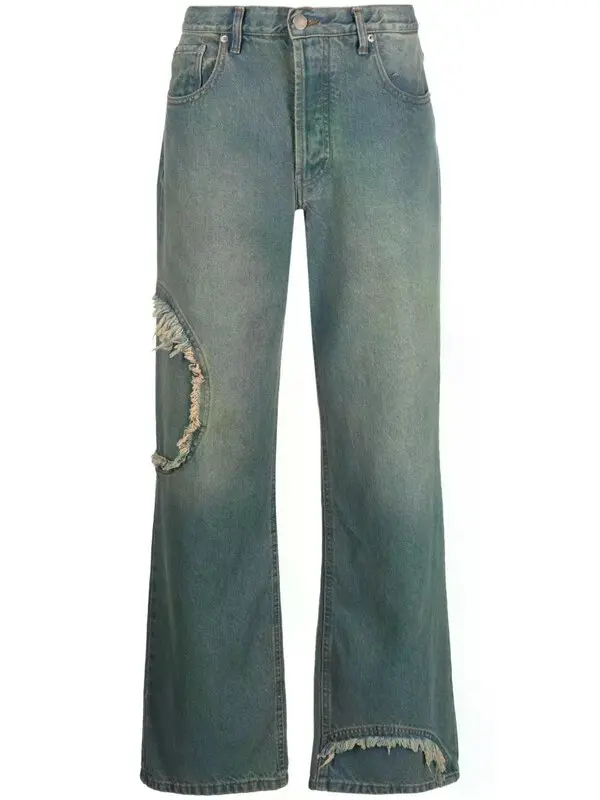 EDWARD CUMING Logo-patch Wide-leg Jeans