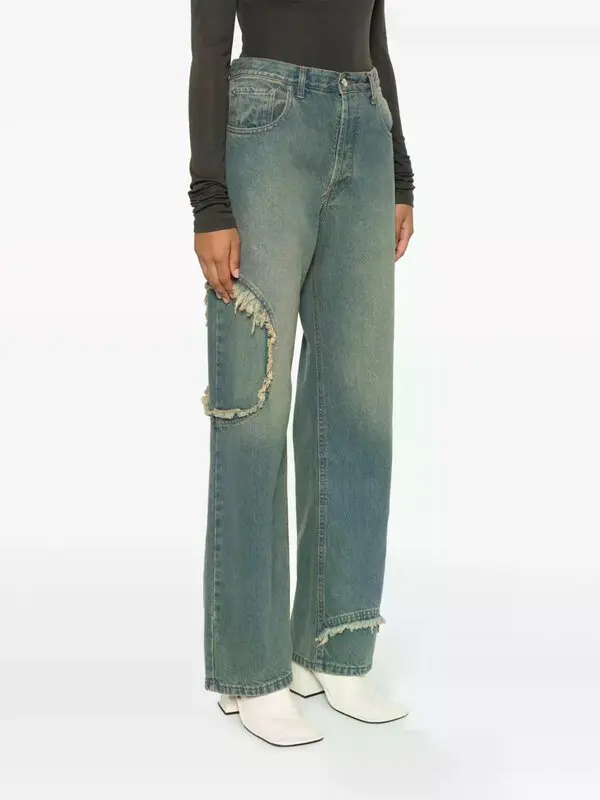 EDWARD CUMING Logo-patch Wide-leg Jeans