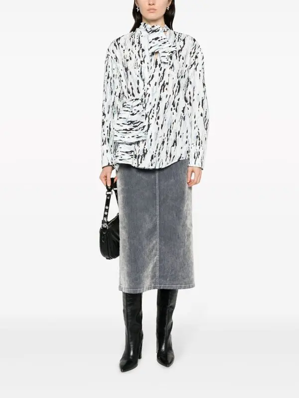MSGM Graphic-print Cotton Blouse