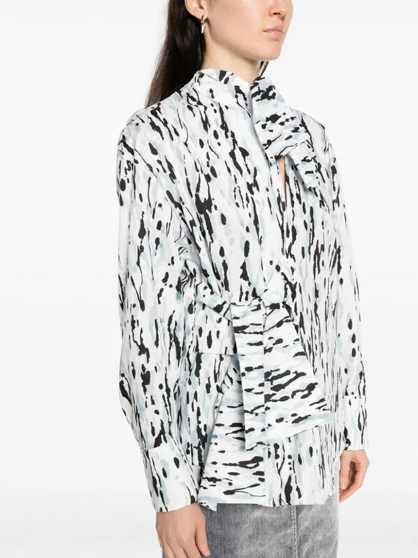 MSGM Graphic-print Cotton Blouse