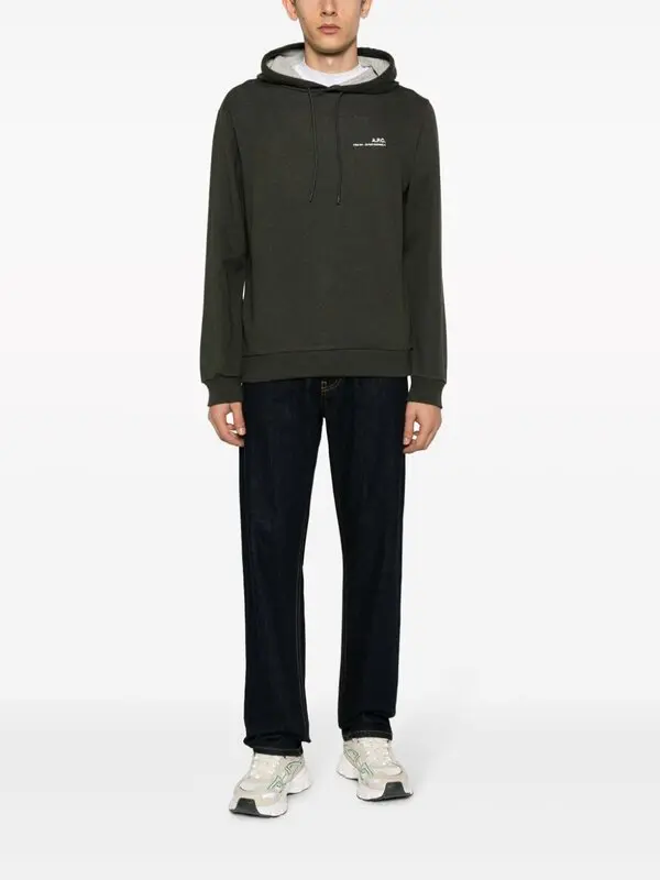 A.p.c. Logo-print Drawstring Hoodie - Green
